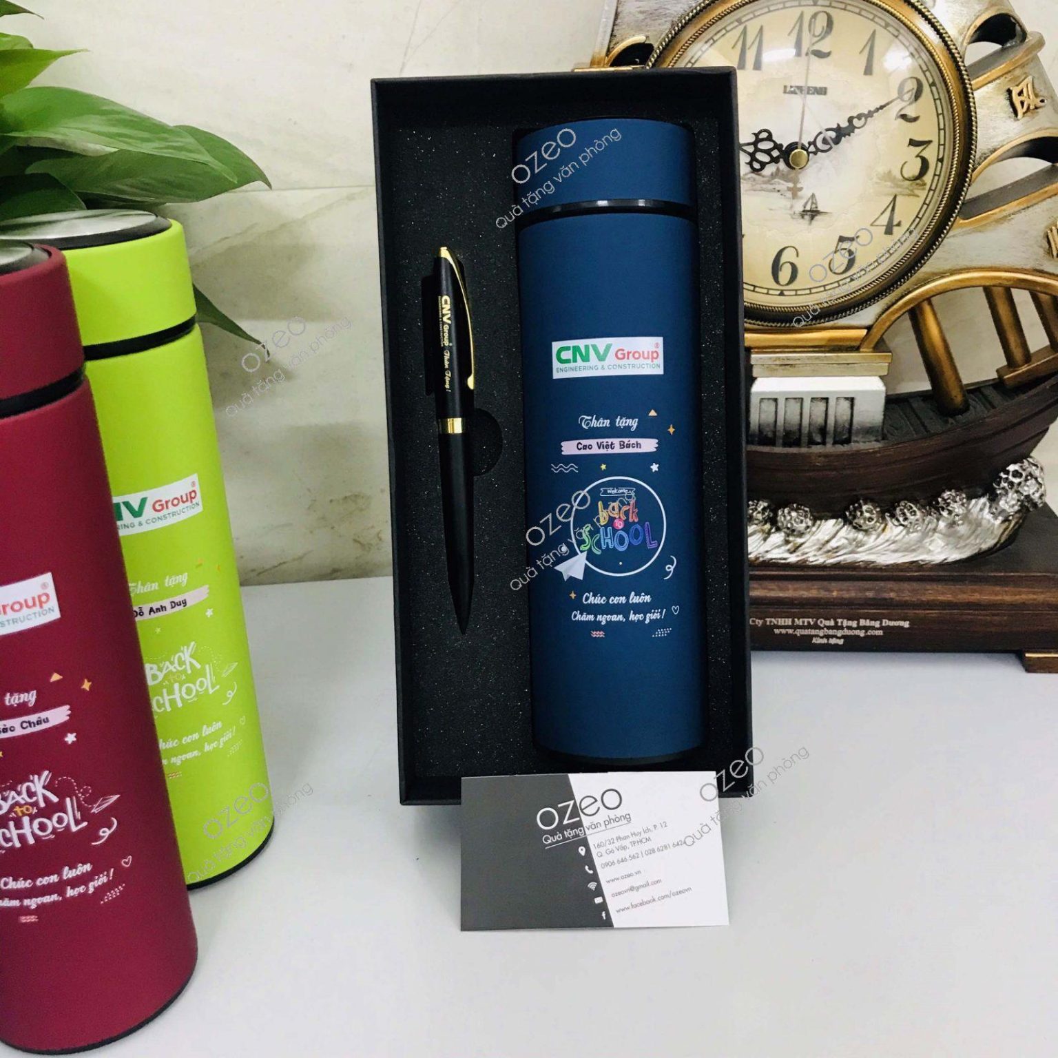 In Logo Lên Bộ Giftset Bình Giữ Nhiệt Inox Và Bút Kim Loại Theo Yêu Cầu