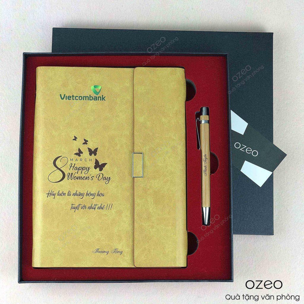 Sổ Tay In Logo Làm Quà Tặng 30/4 & 1/5 - LSA5-01B Vàng - Ozeo.vn